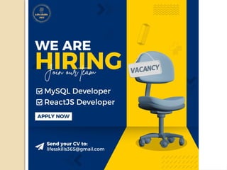 We Are Hiring MySQL And ReactJS Developer | PPTX | Business | Business and Finance