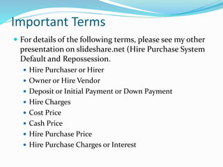 Hire purchase system calculation of interest | PPTX
