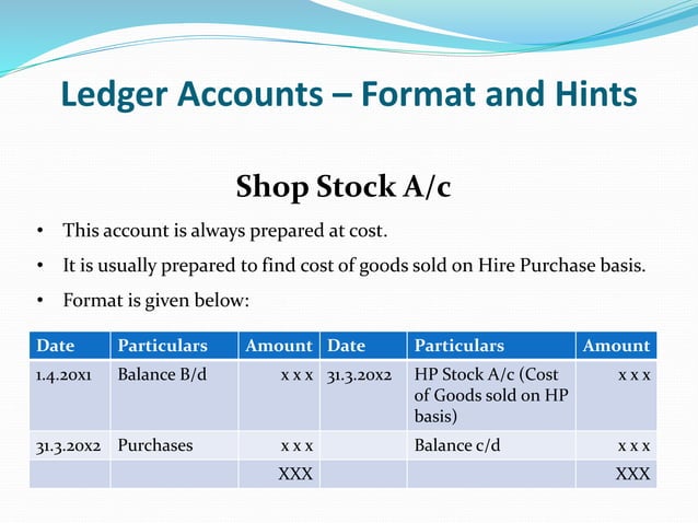 Hire purchase system stock and debtors method | PPTX