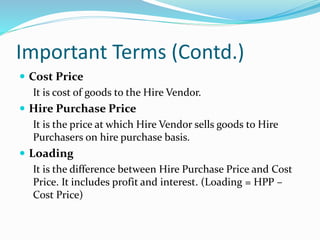 Hire purchase system stock and debtors method | PPTX