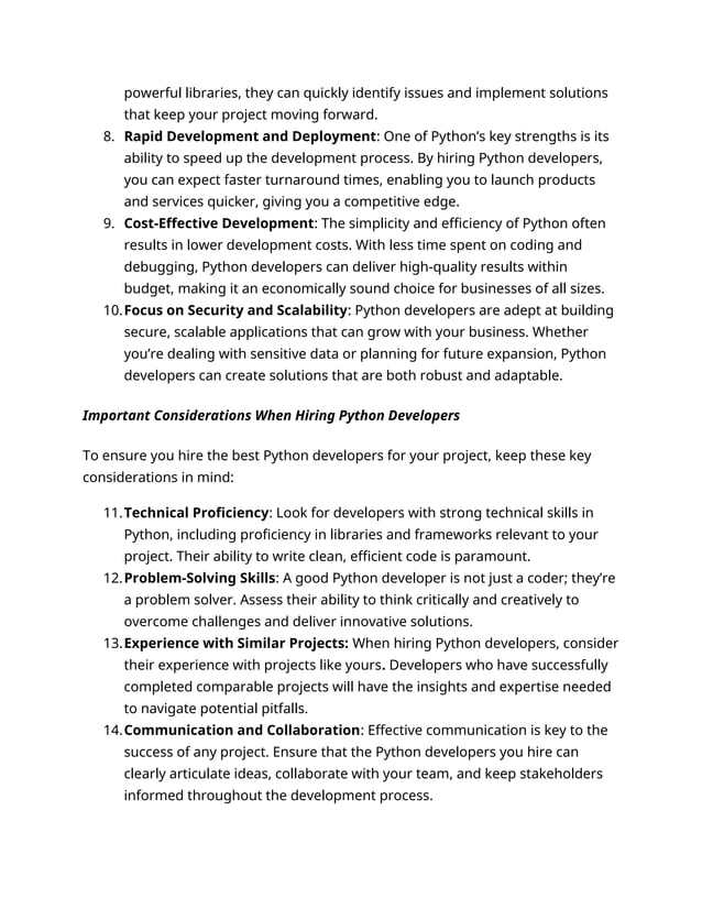 Top Reasons to Hire Python Developers for Scalable and Secure Applications | PDF