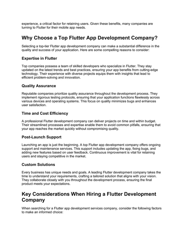 Hire Top Flutter App Development Services Company | PDF