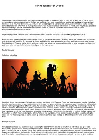 Hiring Bands for Events | PDF