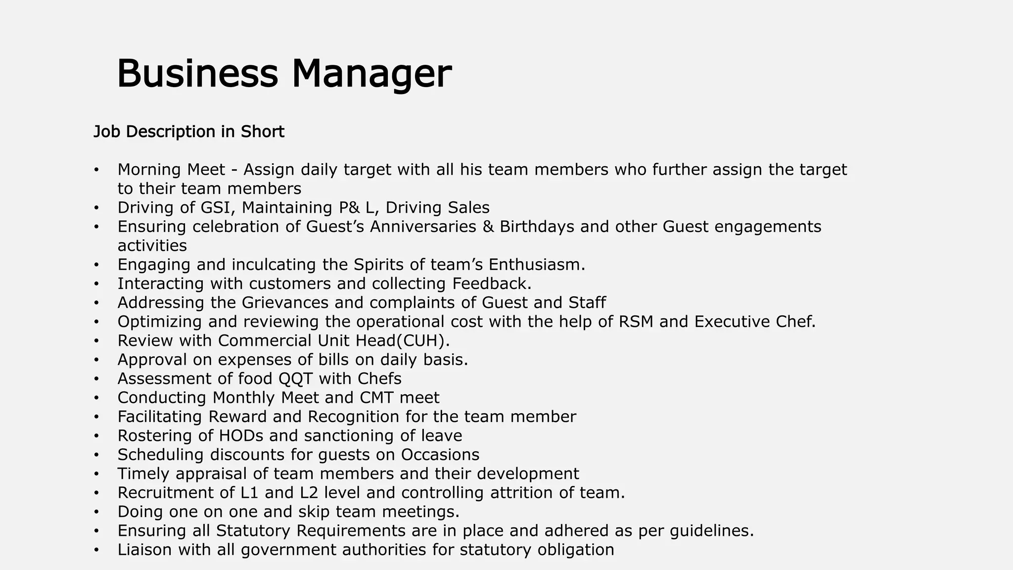 Hiring Business Manager Contact HR Absolute barbecue Wilson Menezes ...
