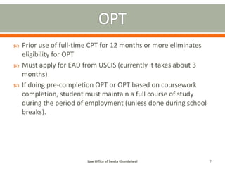 Hiring employees on OPT, CPT & H- 1 B | PDF