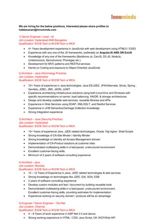 Hiring@innominds | PDF