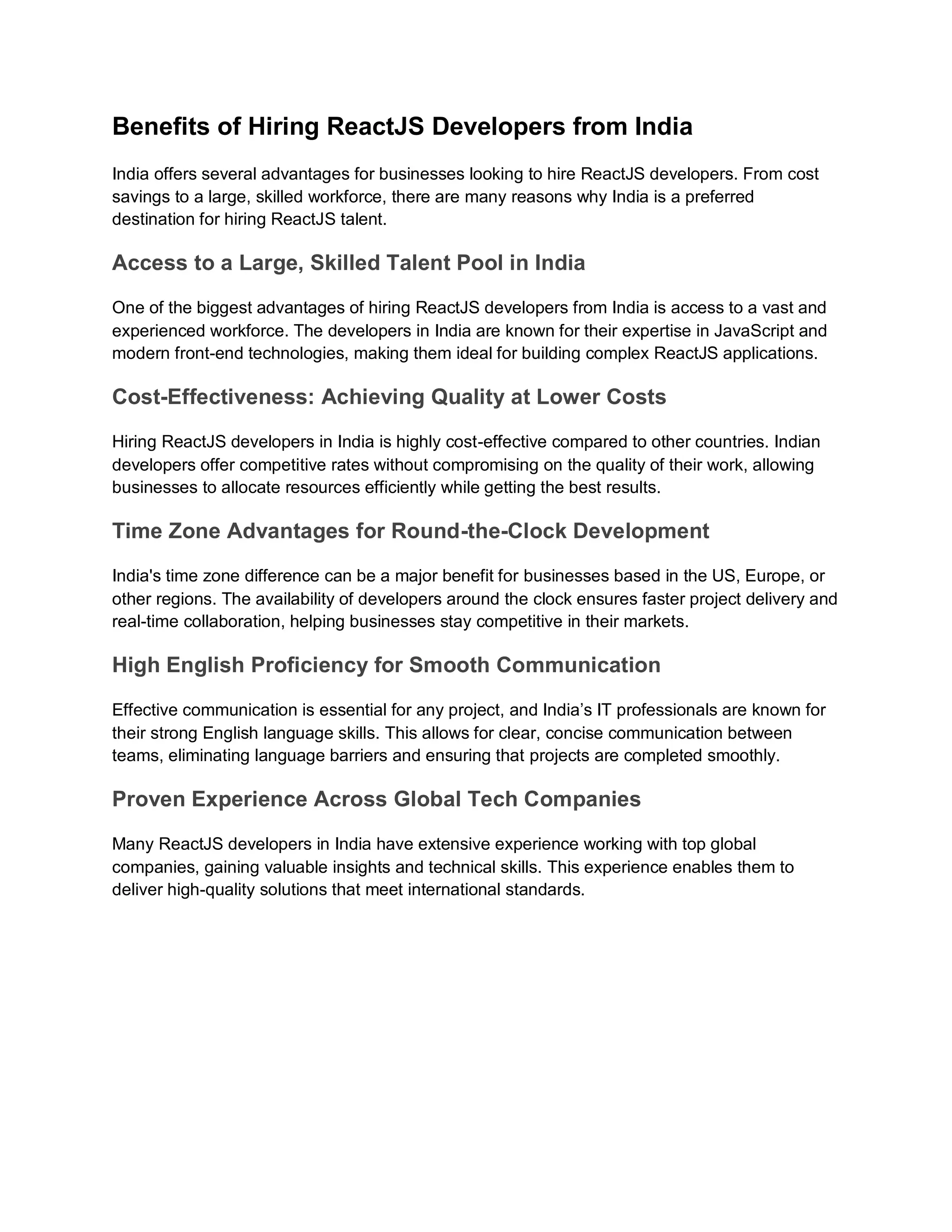 Why Hiring ReactJS Developers in India is a Smart Choice? | PDF