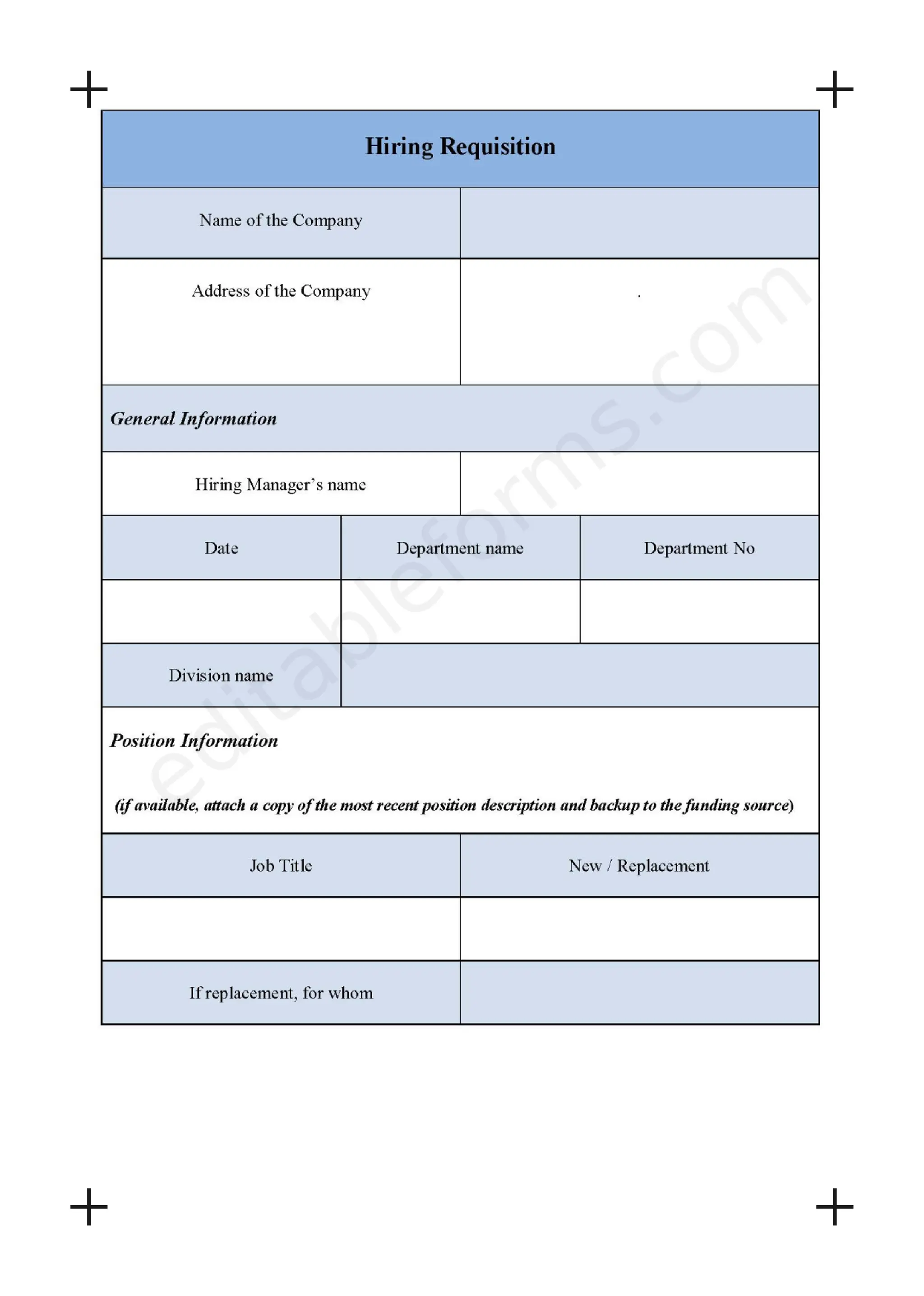 Hiring Requisition Fillable PDF Template | PDF