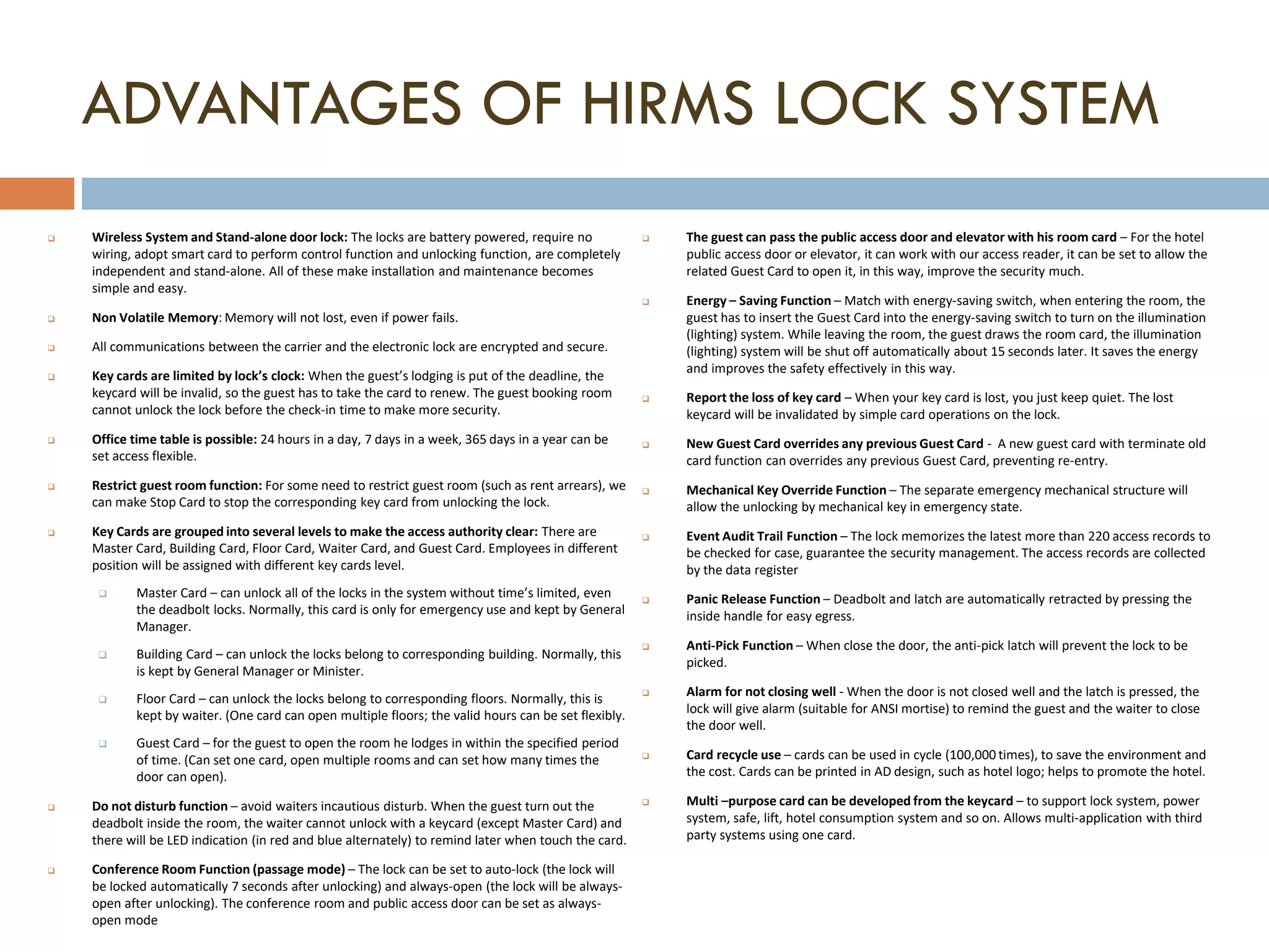 HIRMS COMPLETE DOOR LOCK LIST | PPT