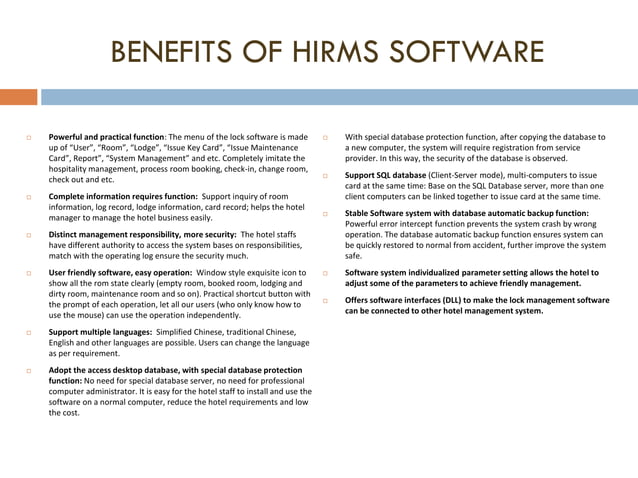 HIRMS COMPLETE DOOR LOCK LIST | PPT