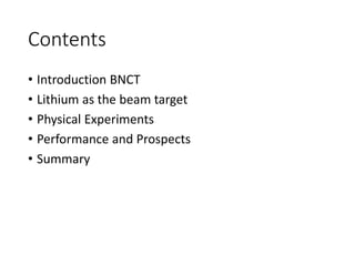 Progresses in Liquid Li based neutron source for BNCT - Hiroshi horiike ...