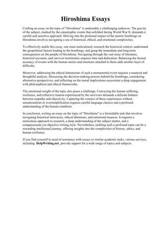 Hiroshima Essays | PDF