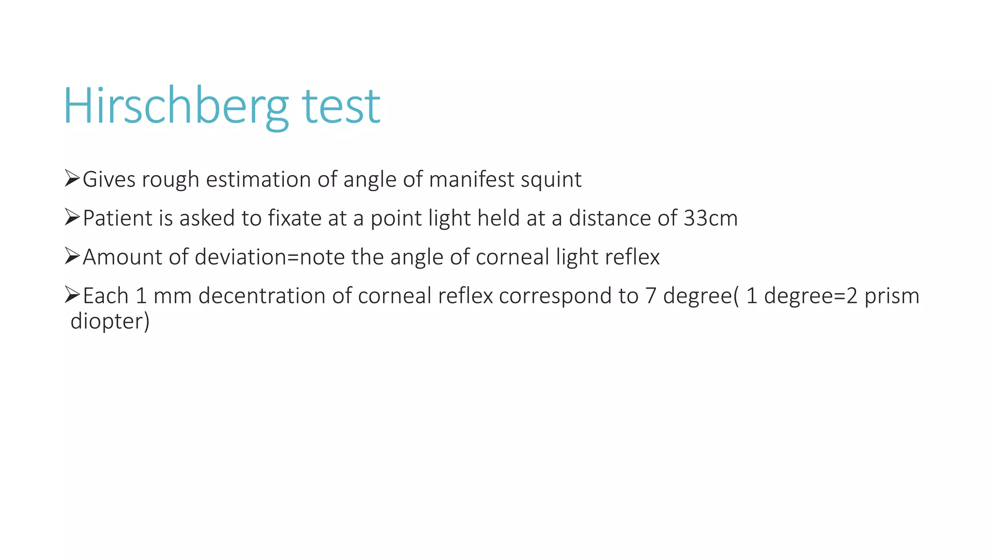 Hirschberg and krimsky test.pptx | Eye and Vision Conditions | Diseases ...