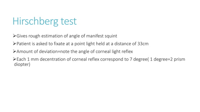 Hirschberg and krimsky test.pptx | Eye and Vision Conditions | Diseases ...