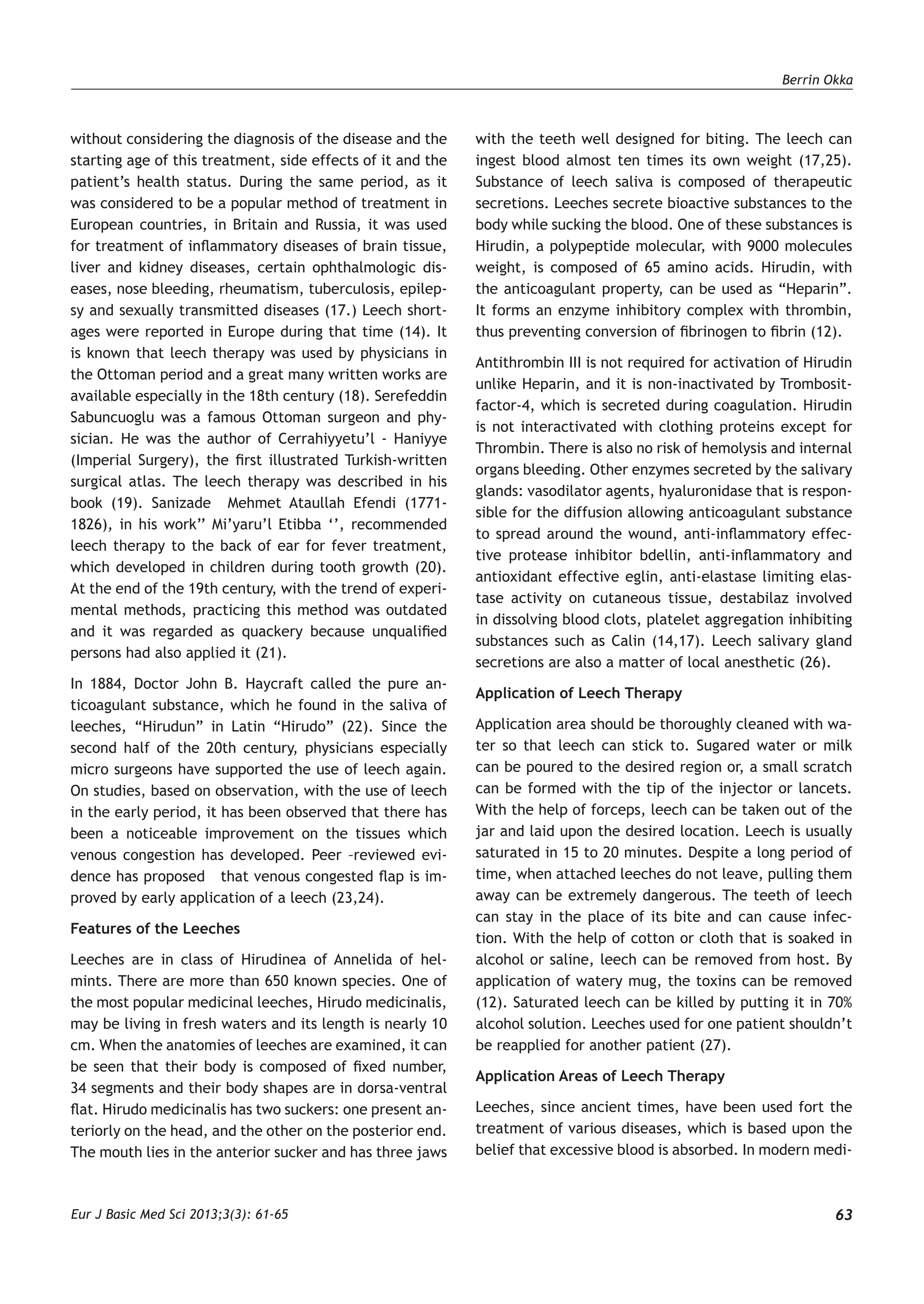 Hirudotherapy from past to present | PDF