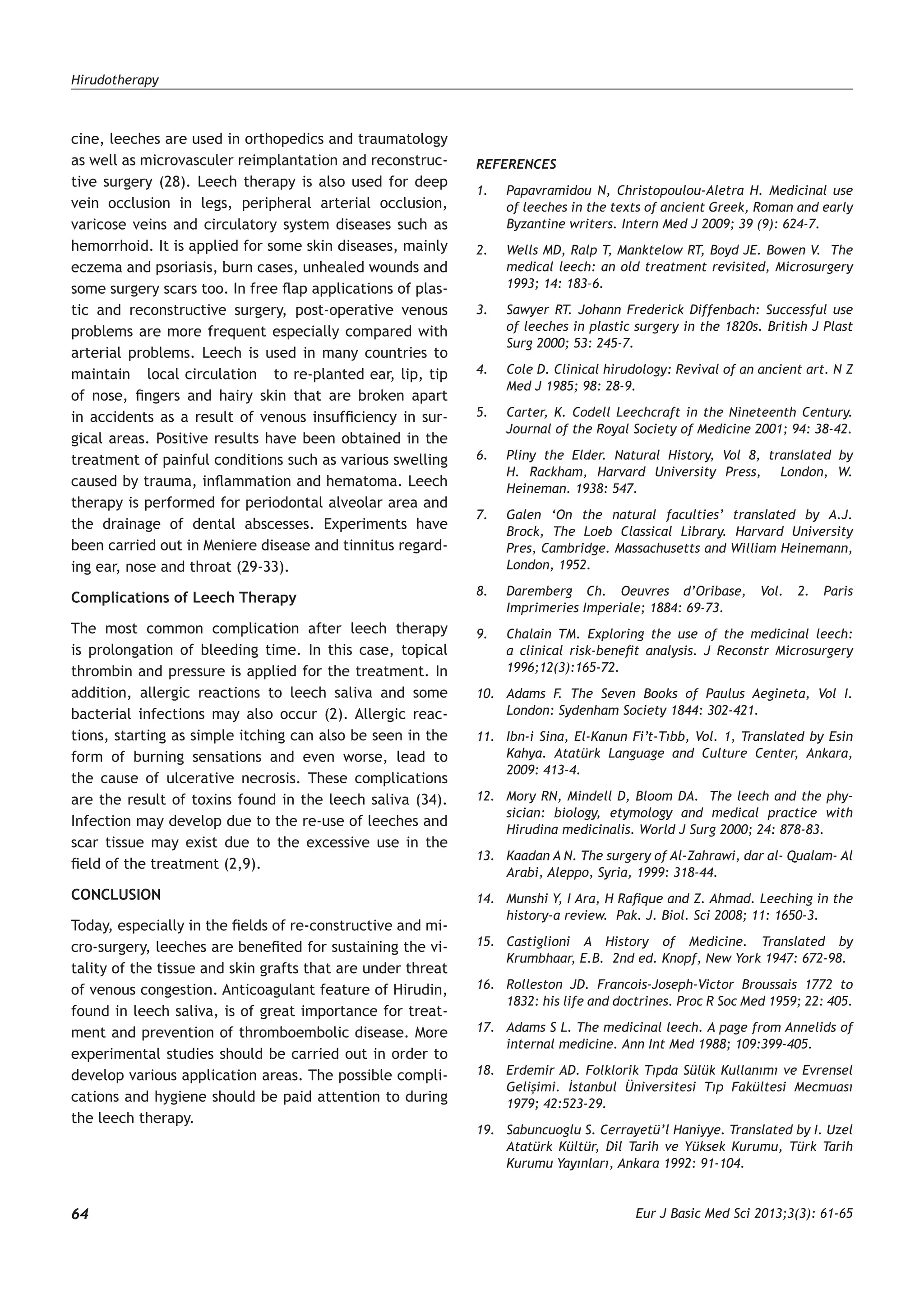 Hirudotherapy from past to present | PDF