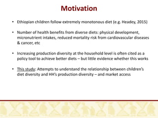 Agricultural Production and children's Diets | PDF