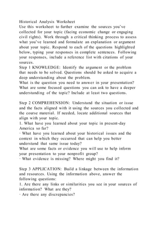 HIS-FP1100HIS-FP1100Evaluating Historical Sources WorksheetUse | PDF