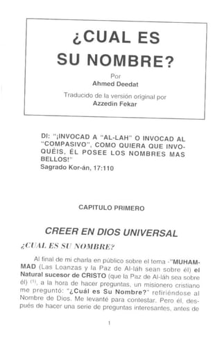 ¿ Cuál es Su Nombre? (Dios god YHWH Elohim Allah) | PDF