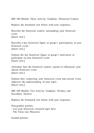HIS 100 Module Three Activity Template Historical Context Rep | DOCX