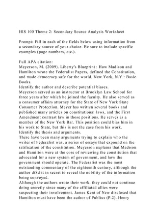 HIS 100 Theme 2 Secondary Source Analysis WorksheetPrompt Fi.docx