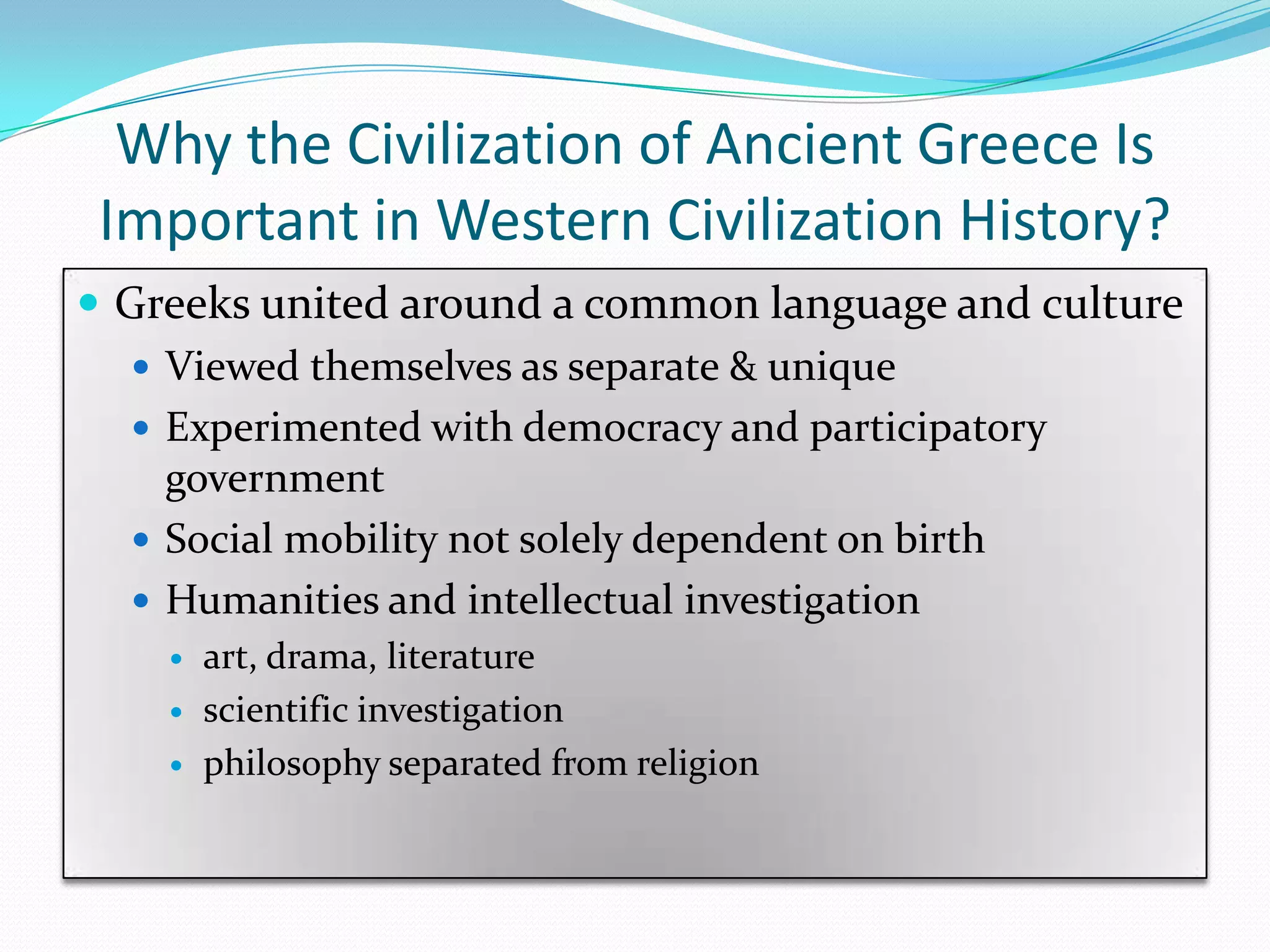 His 101 chapter 3 the civilization of greece fall 2012 | PPTX