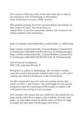 HIS 1120, American History II 1 Course Learning Out.docx