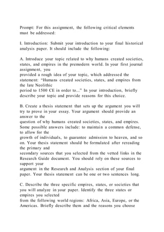 HIS 117 Milestone O ne Gui | DOCX