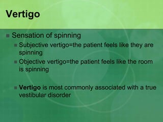 His 120 vestibular disorders | PPTX