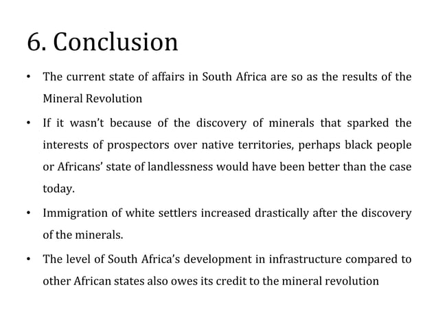 mineral revolution south africa | PPTX | Agriculture | Industries