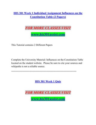 HIS 301 ASSIST Introduction Education--his301assist.com