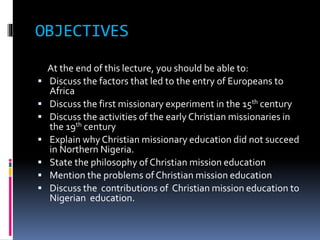 History of Christian Mission Education in Nigeria | PPTX