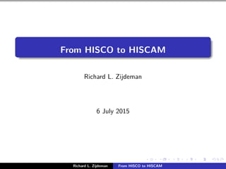 Using HISCO and HISCAM to code and analyze occupations | PPT