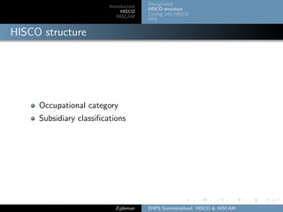 Historical occupational classification and stratification schemes ...