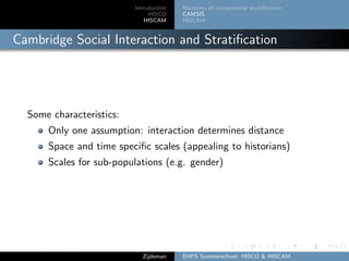 Historical occupational classification and occupational stratification ...