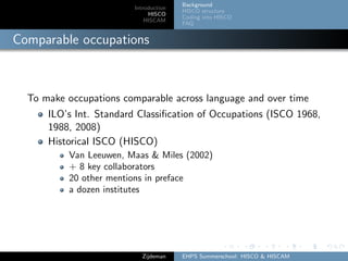 Historical occupational classification and occupational stratification ...