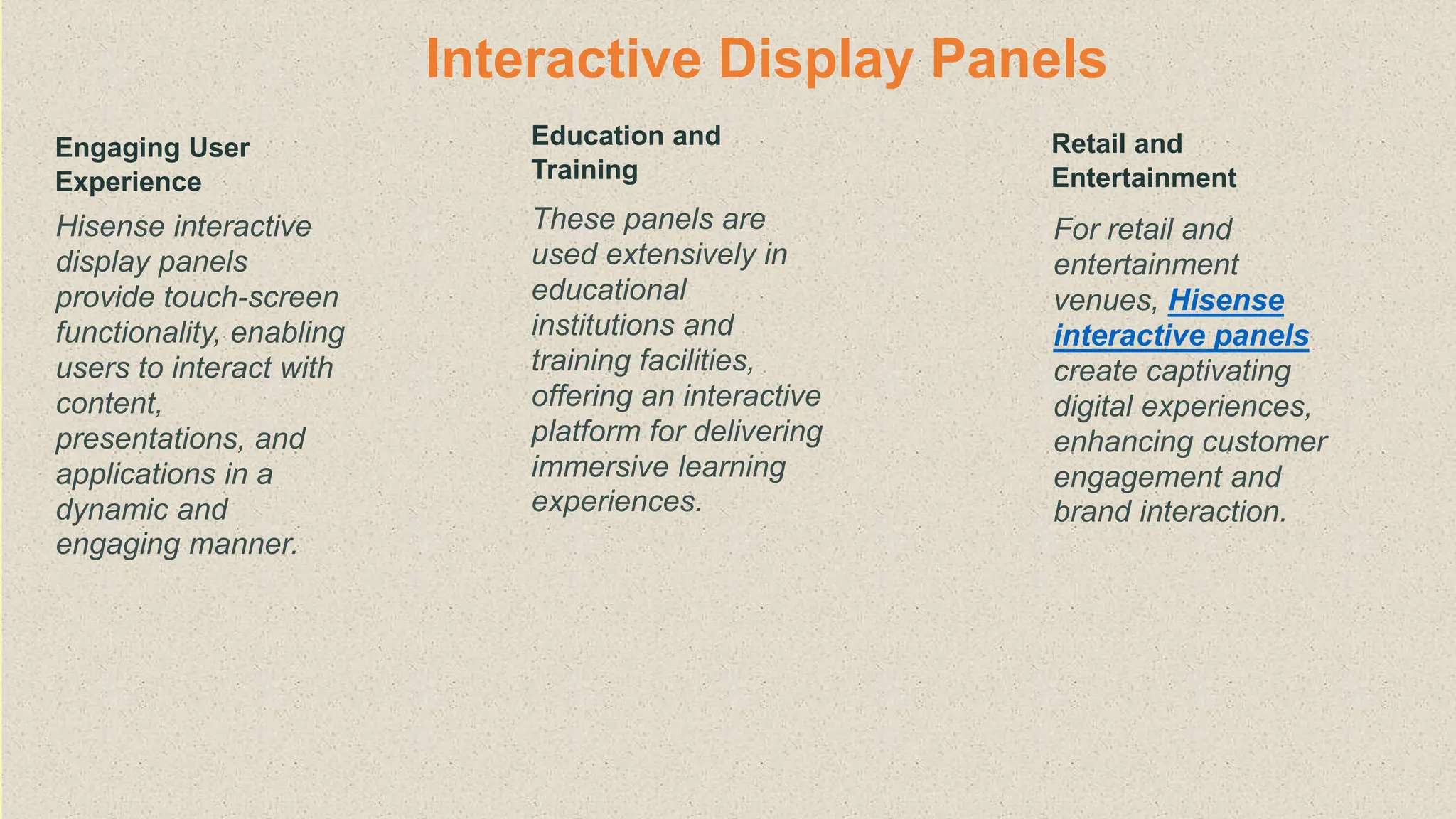 Hisense Commercial Display | corporate panel | Noida | PPTX