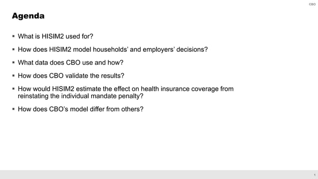 HISIM2—CBO’s New Health Insurance Simulation Model | PPT