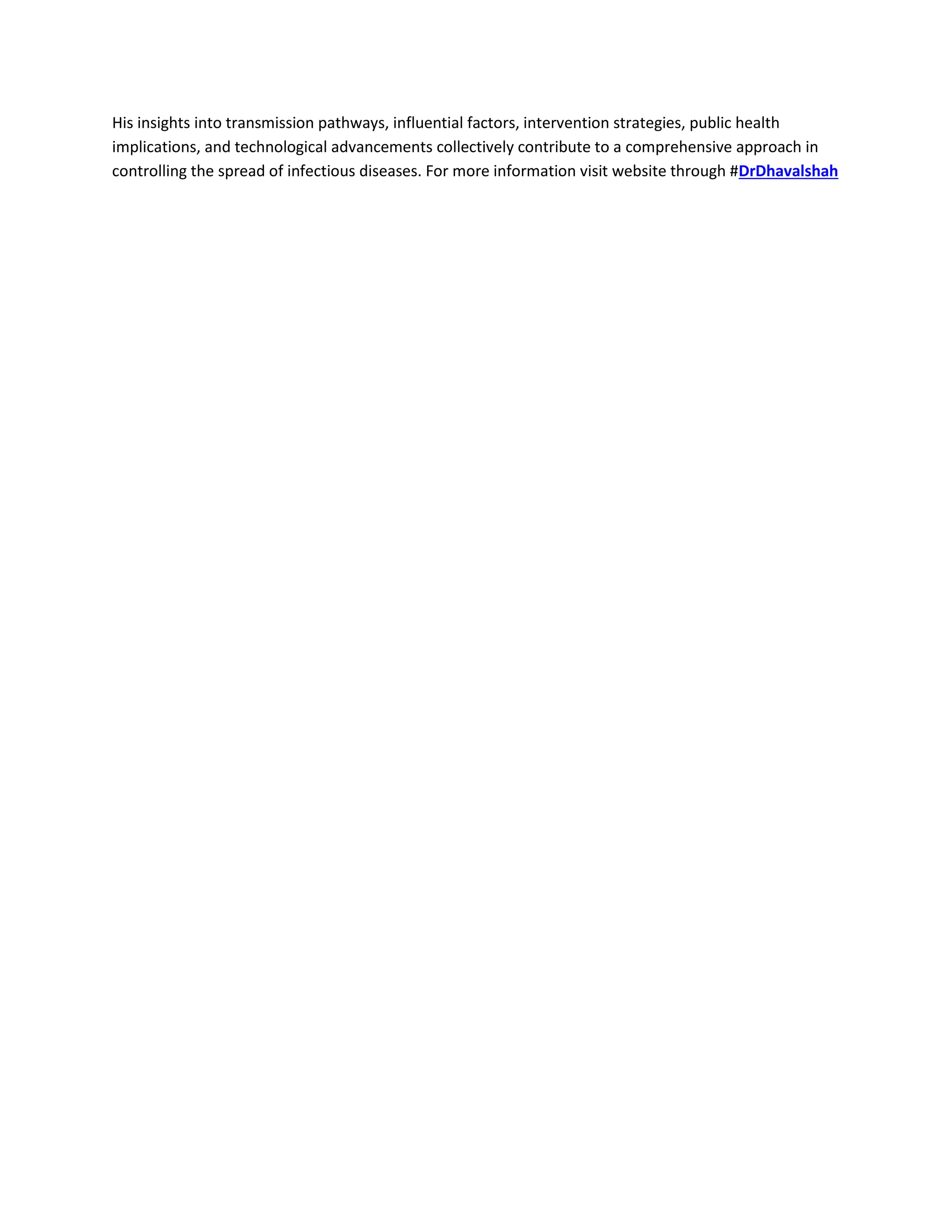 His insights into transmission pathways.docx | Diseases and Conditions | Medical Health