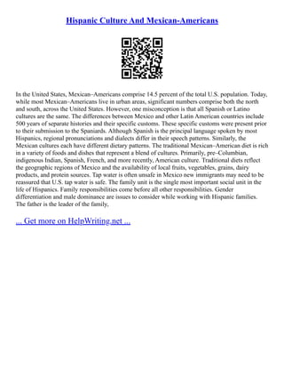 Hispanic Culture And Mexican-Americans | PDF