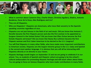 Hispanic Heritage Month WebQuest | PPT