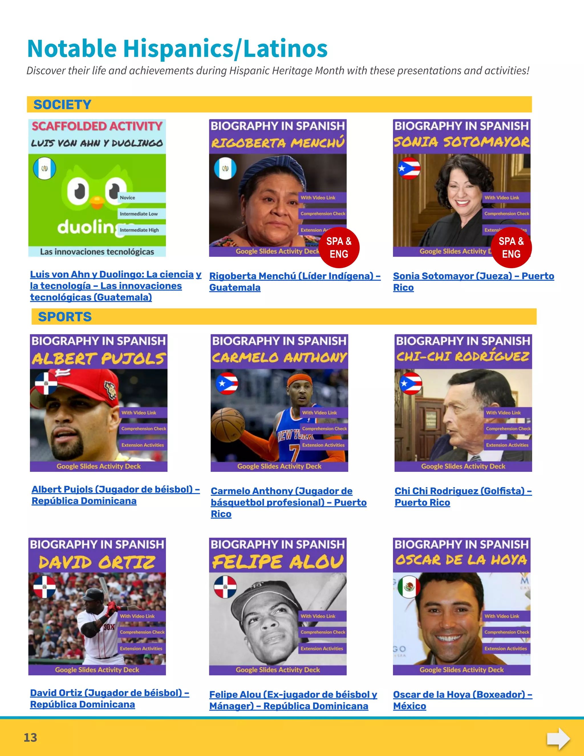 Hispanic Heritage Month Spanish Class Activities: Class Guide for ...