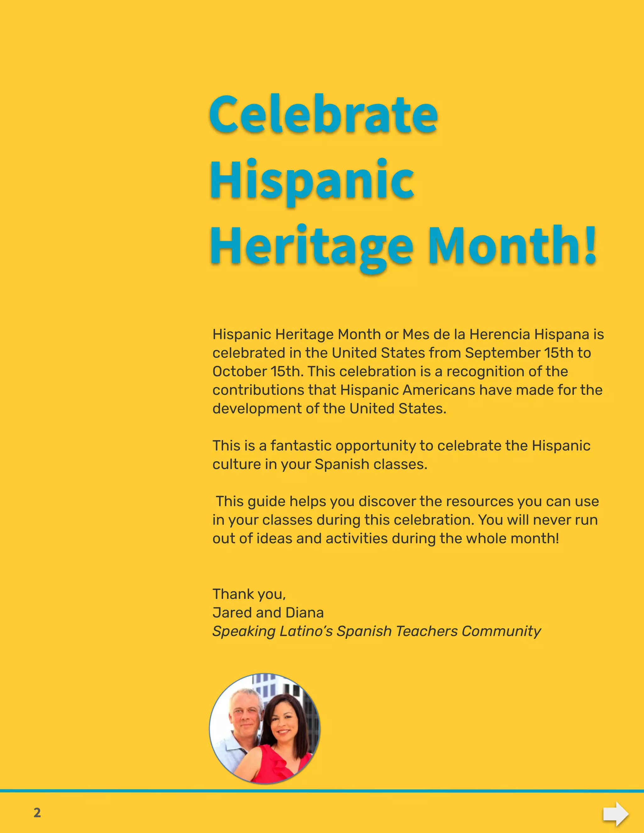 Hispanic Heritage Month Spanish Class Activities: Class Guide for ...