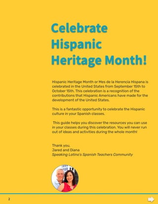 Hispanic Heritage Month Spanish Class Activities: Class Guide for ...