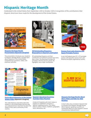 Hispanic Heritage Month Spanish Class Activities: Class Guide for ...
