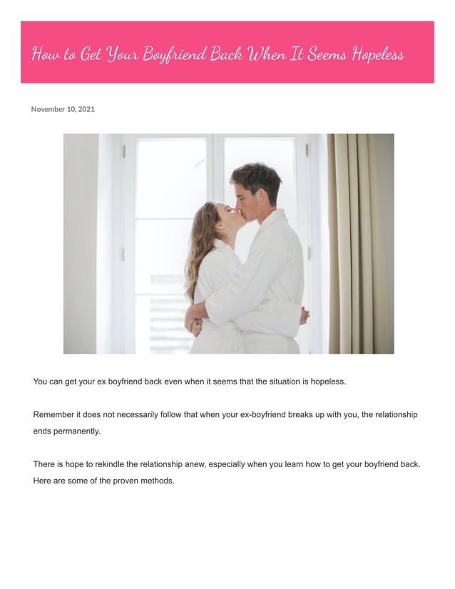 How to Get Your Boyfriend Back When It Seems Hopeless | PDF | Divorce ...