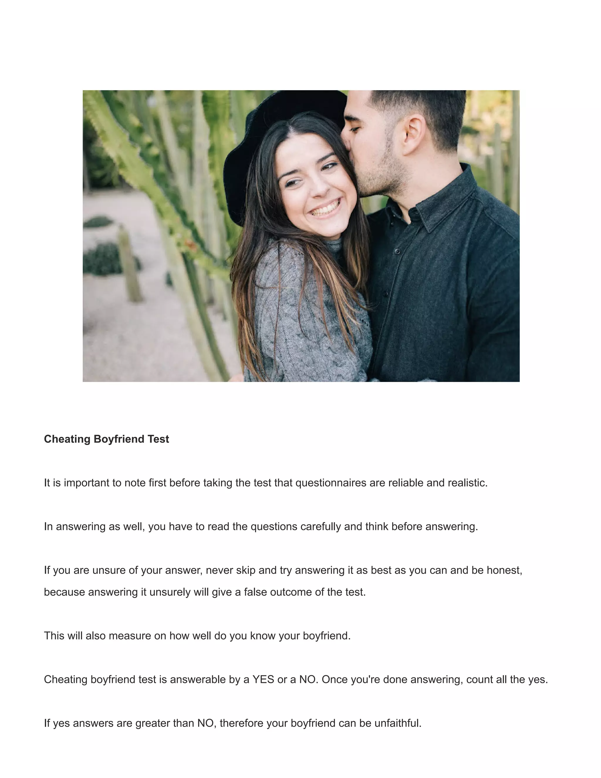 Cheating Boyfriend Test - Warning Signs of a Cheating Boyfriend | PDF