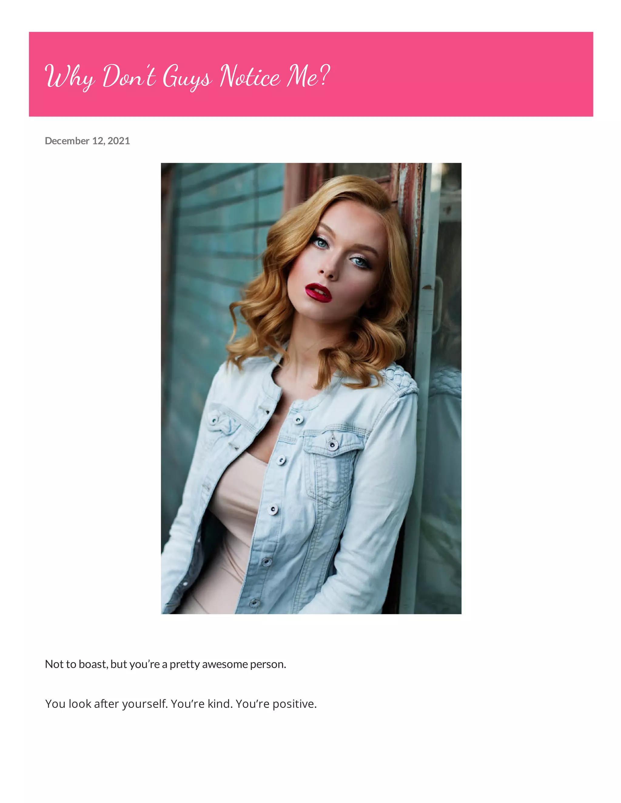Why Don’t Guys Notice Me? | PDF