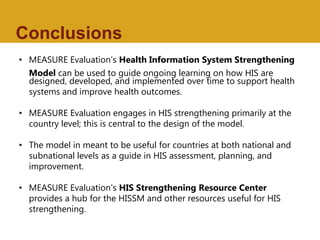 MEASURE Evaluation’s Health Information System Strengthening Model | PPTX