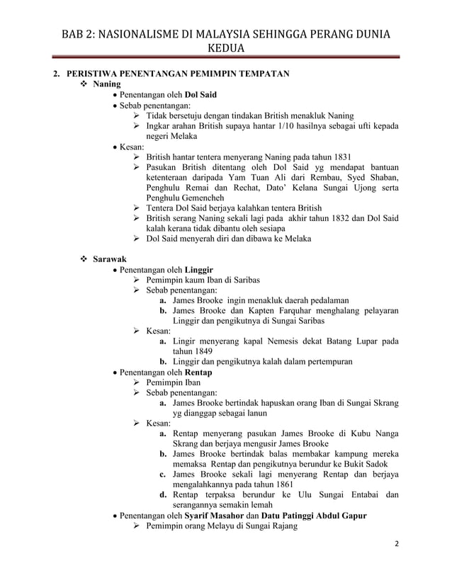 Hist note form 5 chap 2 | PDF